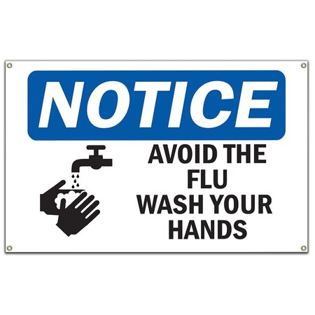 Signmission Osha Sign Avoid Flu Wash Your Hands 60 In Banner 10 W